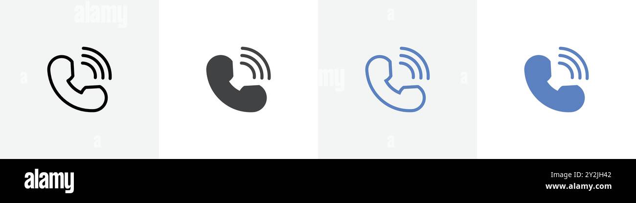 phone icon linear thin line icon graphics set black and white Stock ...