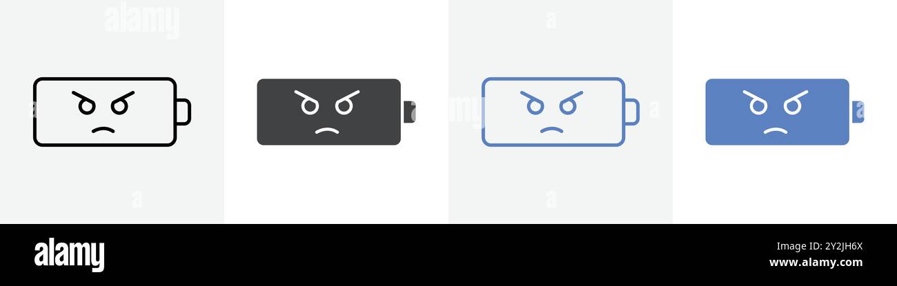 low battery icon linear thin line icon graphics set black and white ...