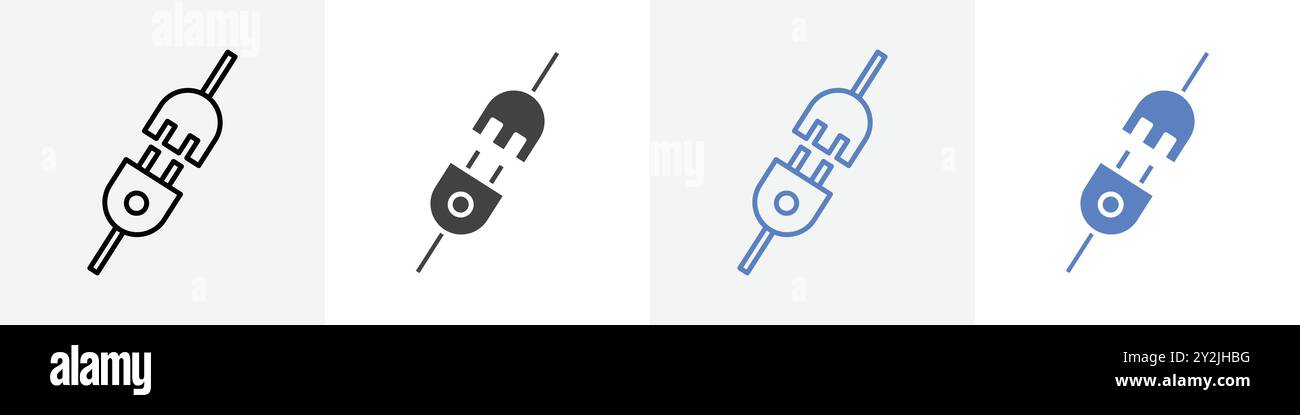 plug icon linear thin line icon graphics set black and white Stock ...