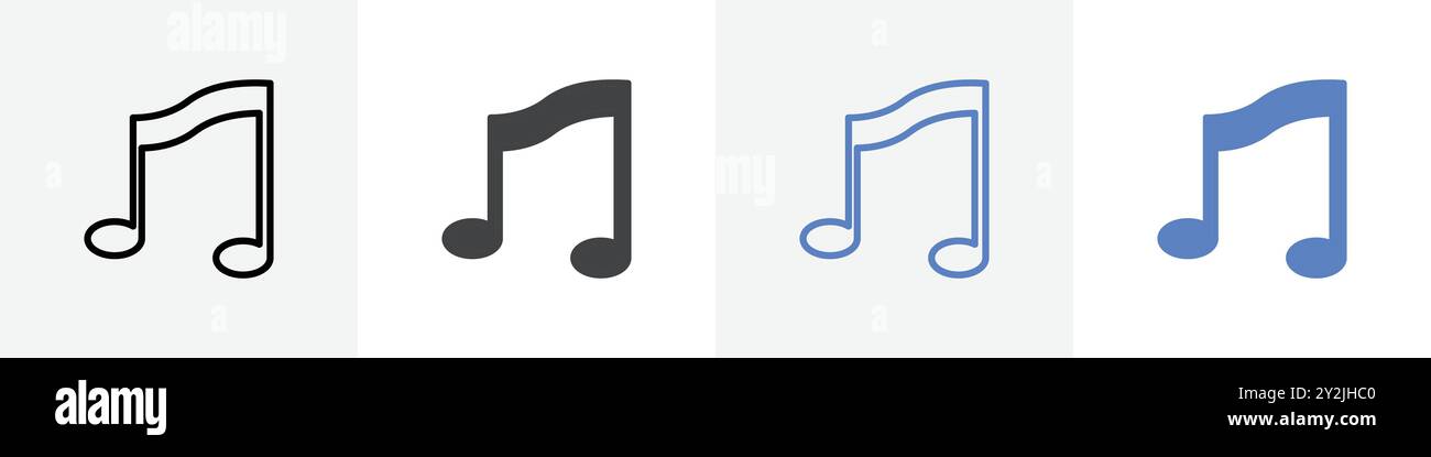 music node icon linear thin line icon graphics set black and white ...