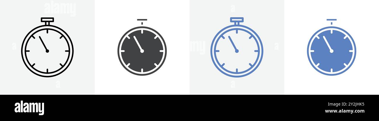 timer icon linear thin line icon graphics set black and white Stock ...