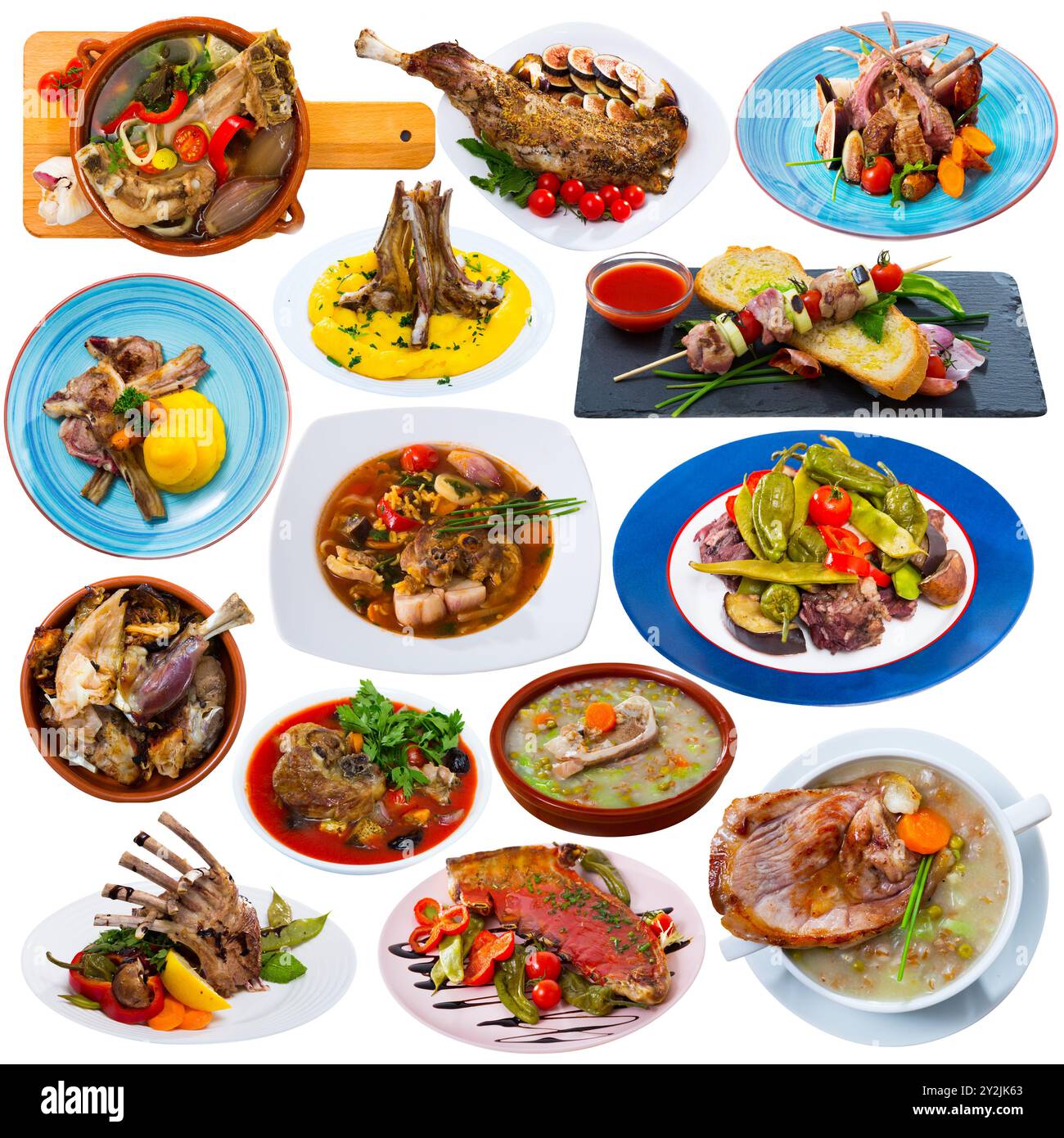 Set of lamb dishes isolated Stock Photo - Alamy