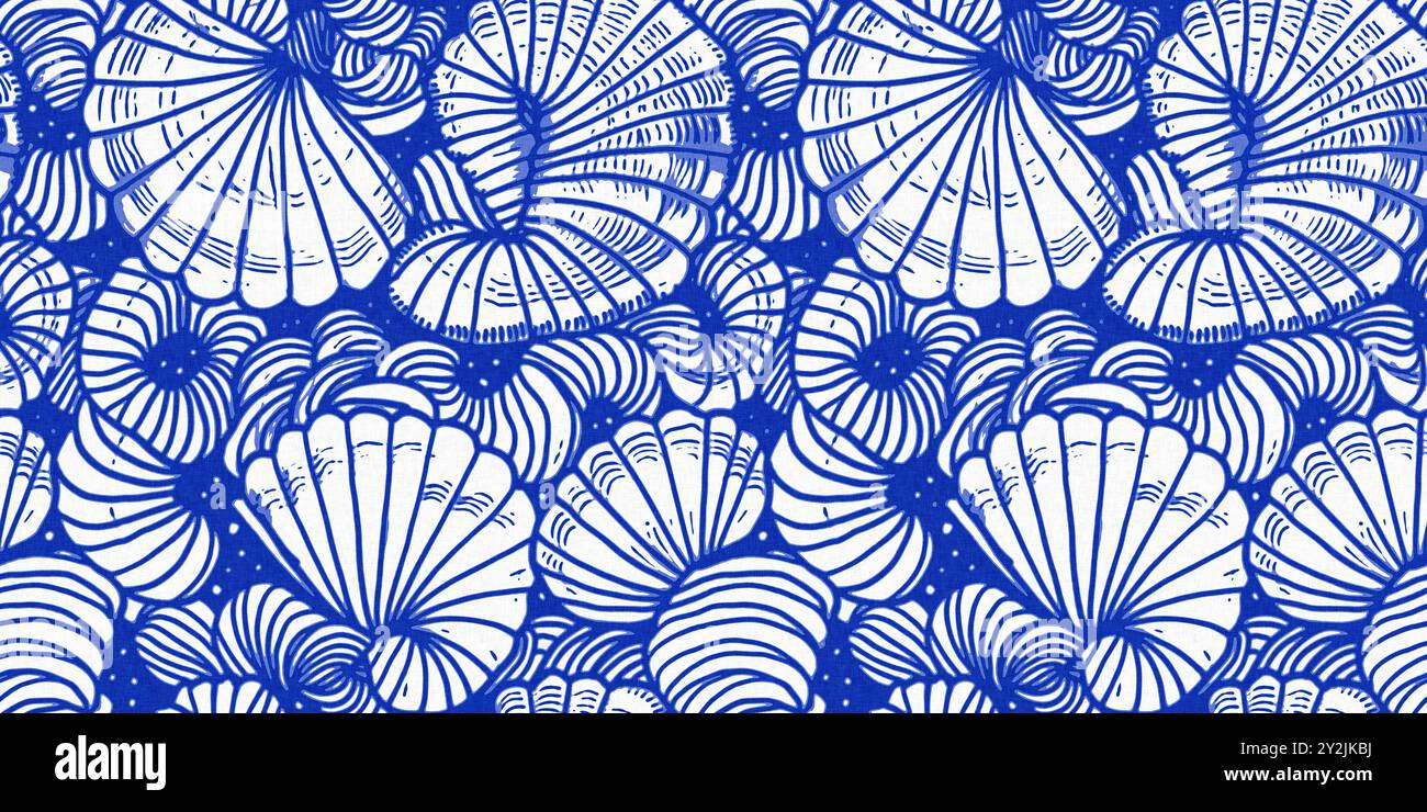 Modern coastal beach cottage rustic shell block print home decor ...