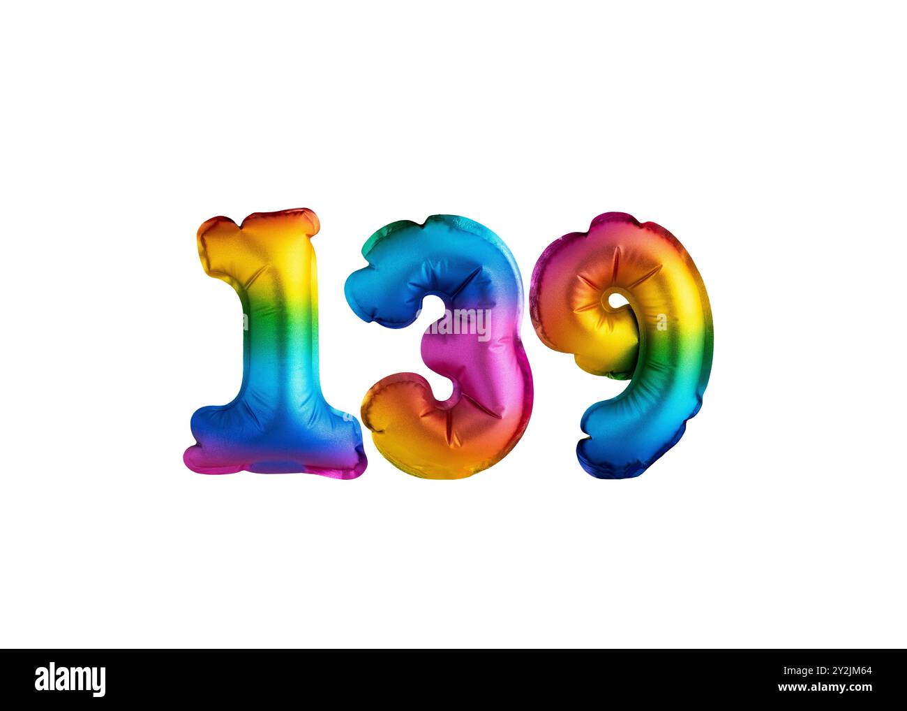 Multicolored balloon for number 139 celebration. Happy birthday on ...