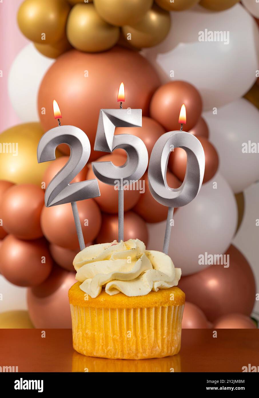 Birthday candle number 250 - Celebration balloons background Stock ...
