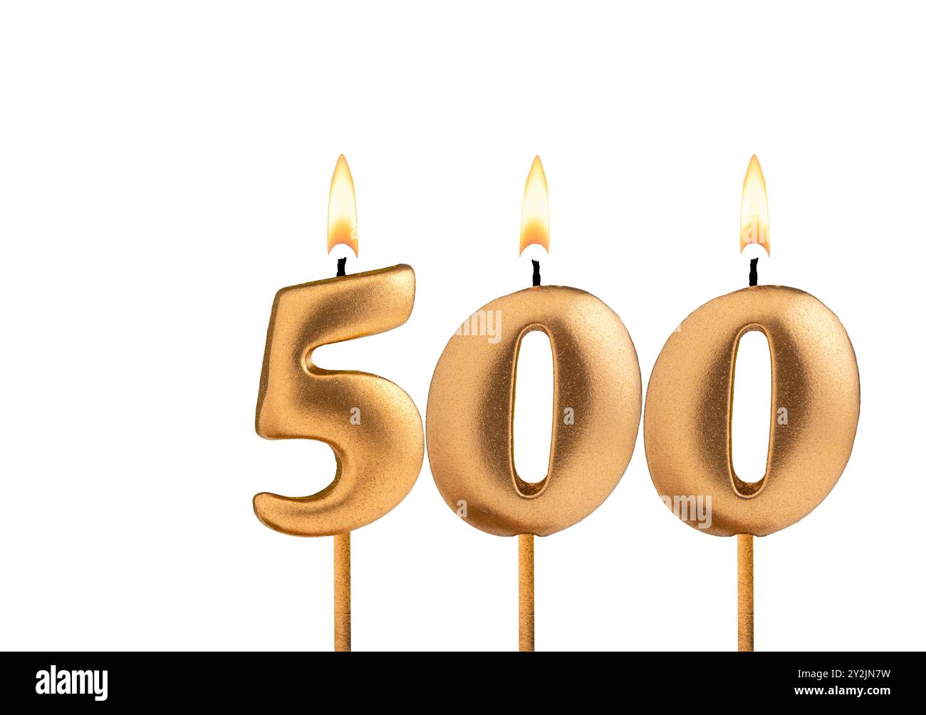 Golden candle number 500 - Birthday on white background Stock Photo - Alamy