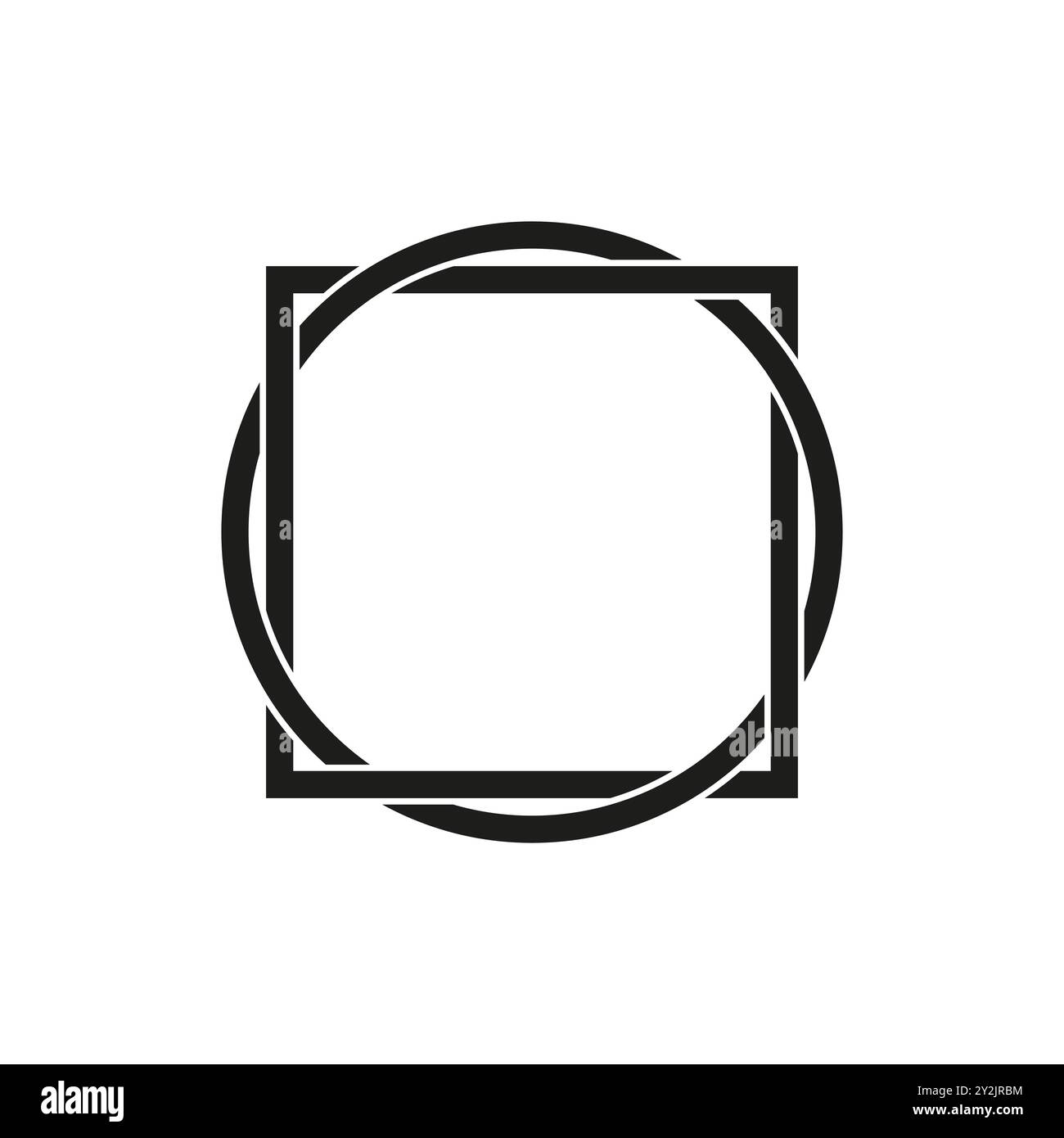 Geometric square icon. Intersecting circle shape. Bold black outline ...