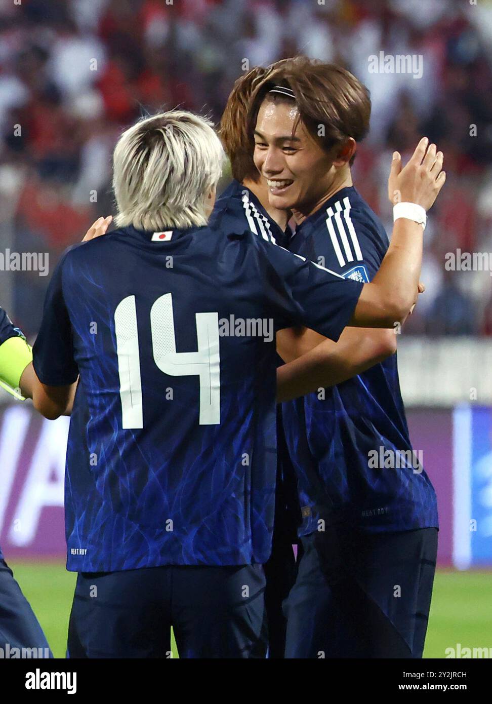 Ueda Ayase of Japan national football team (Samurai Blue) reacts after ...