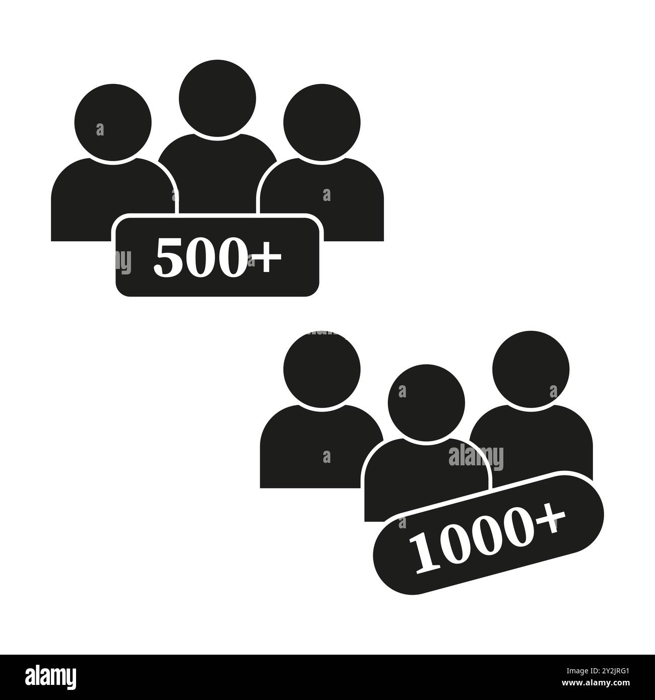 Group size icons. 500 plus members. 1000 plus members. Black people ...