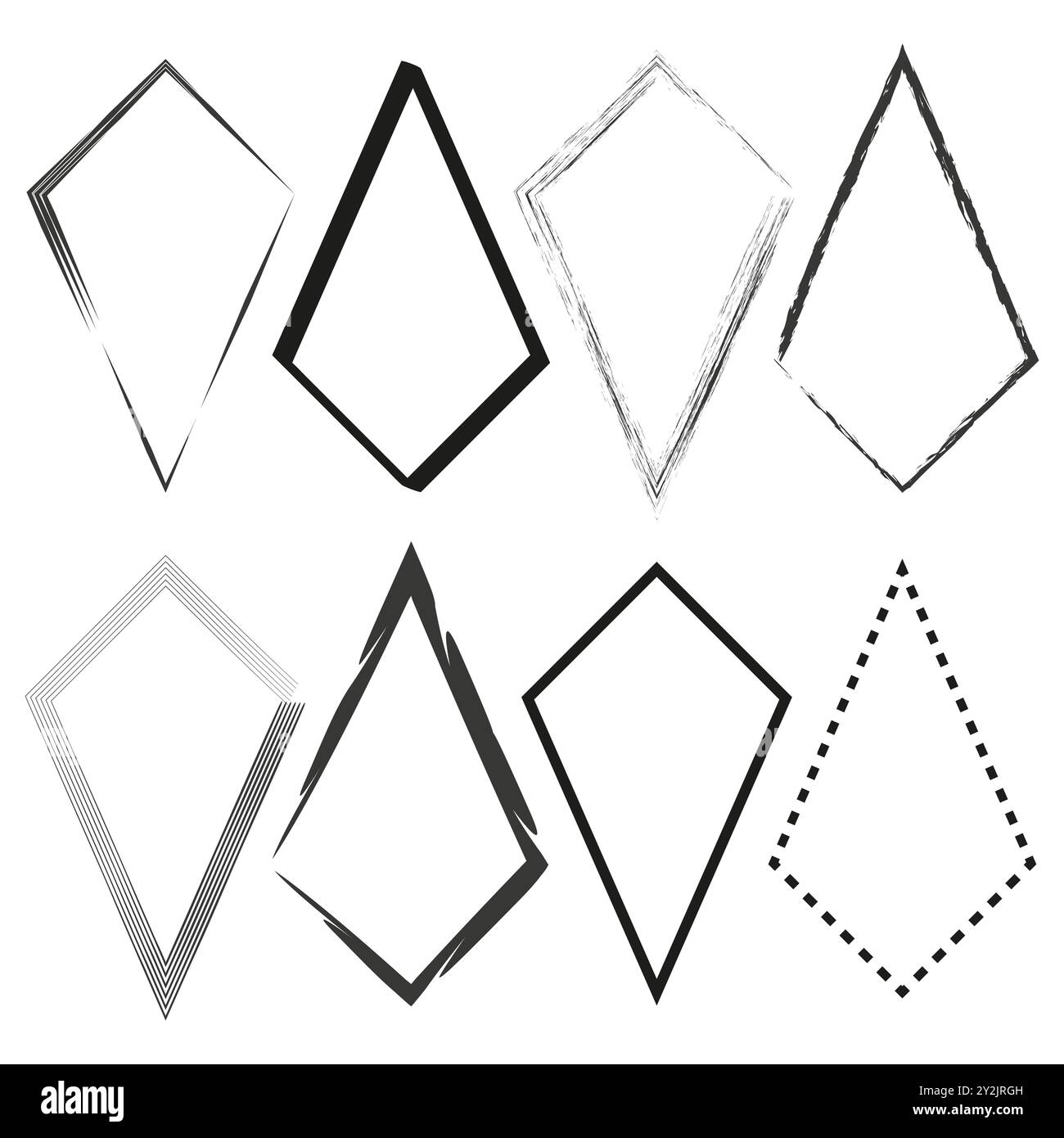 Abstract diamond shapes. Geometric outline icons. Black and white ...