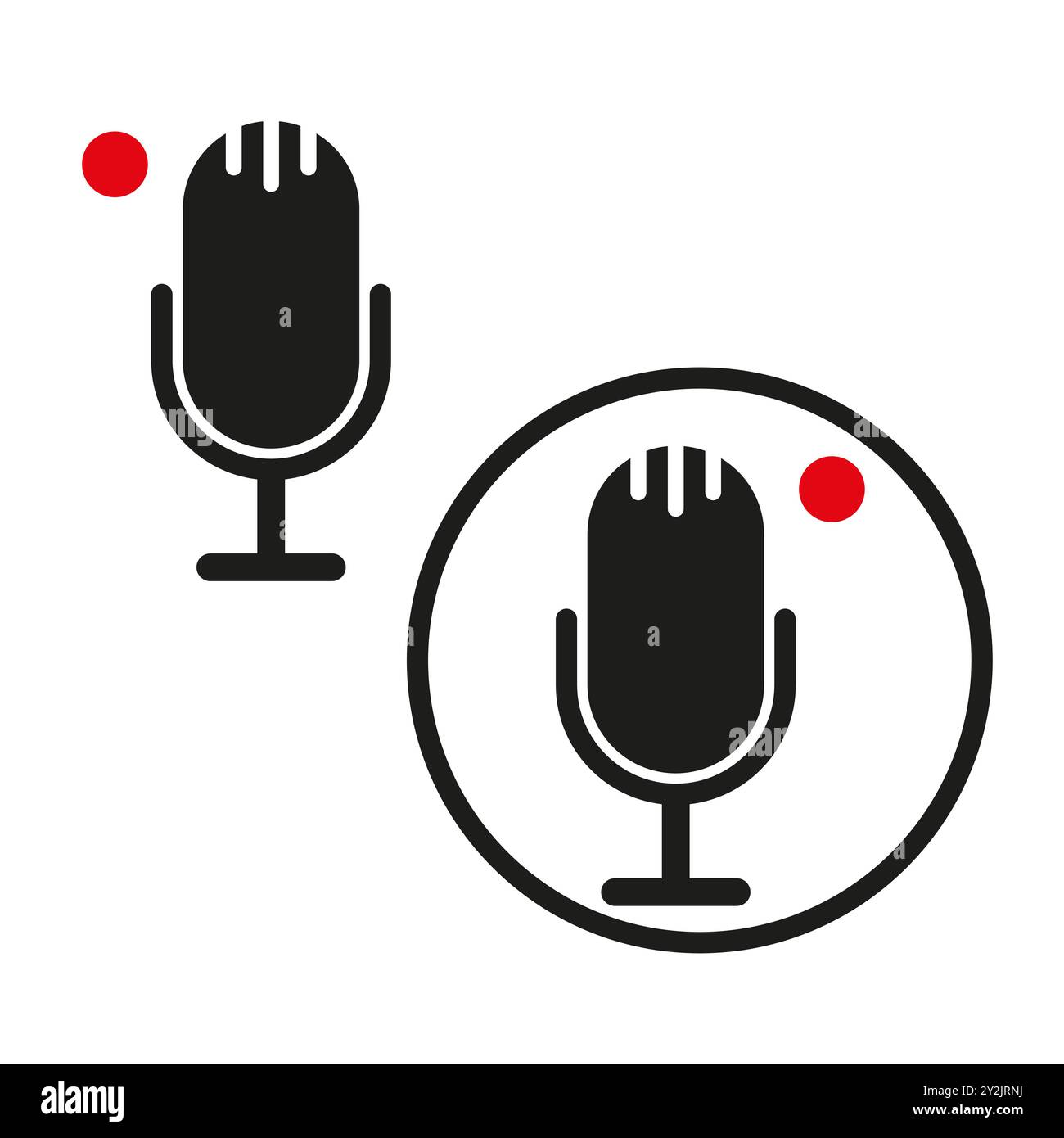 Microphone icon with red dot. Recording symbol inside circle. Bold ...