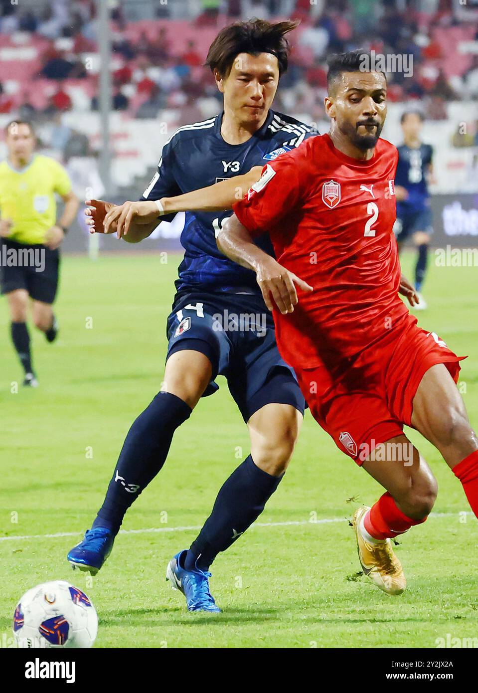 OGAWA Koki (L) of Japan national football team (Samurai Blue) and AMINE ...
