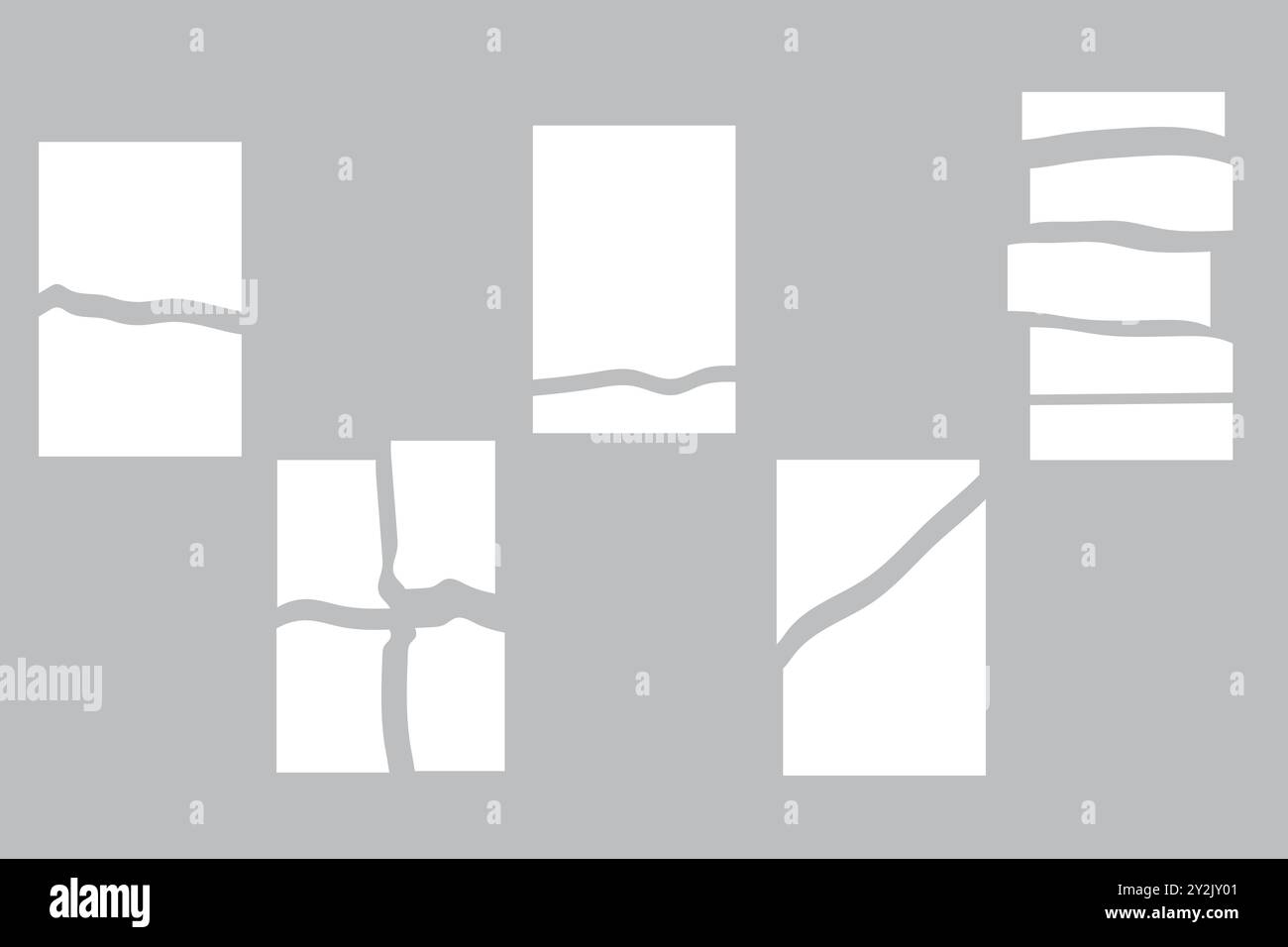 Abstract torn paper shapes. Geometric cutout pieces. Irregular wavy ...