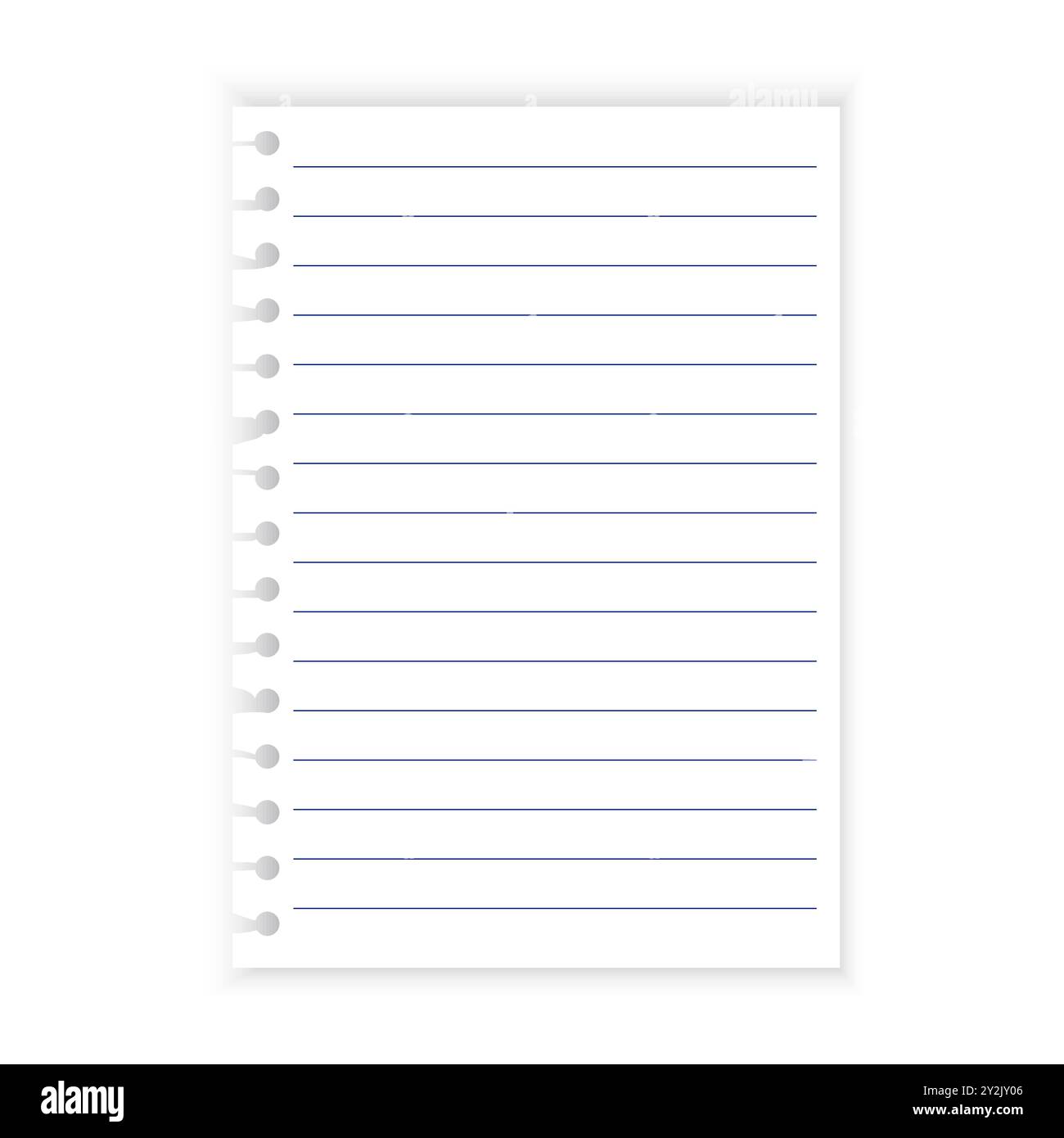 Lined notebook page. Torn paper sheet. Horizontal blue lines. Vector ...