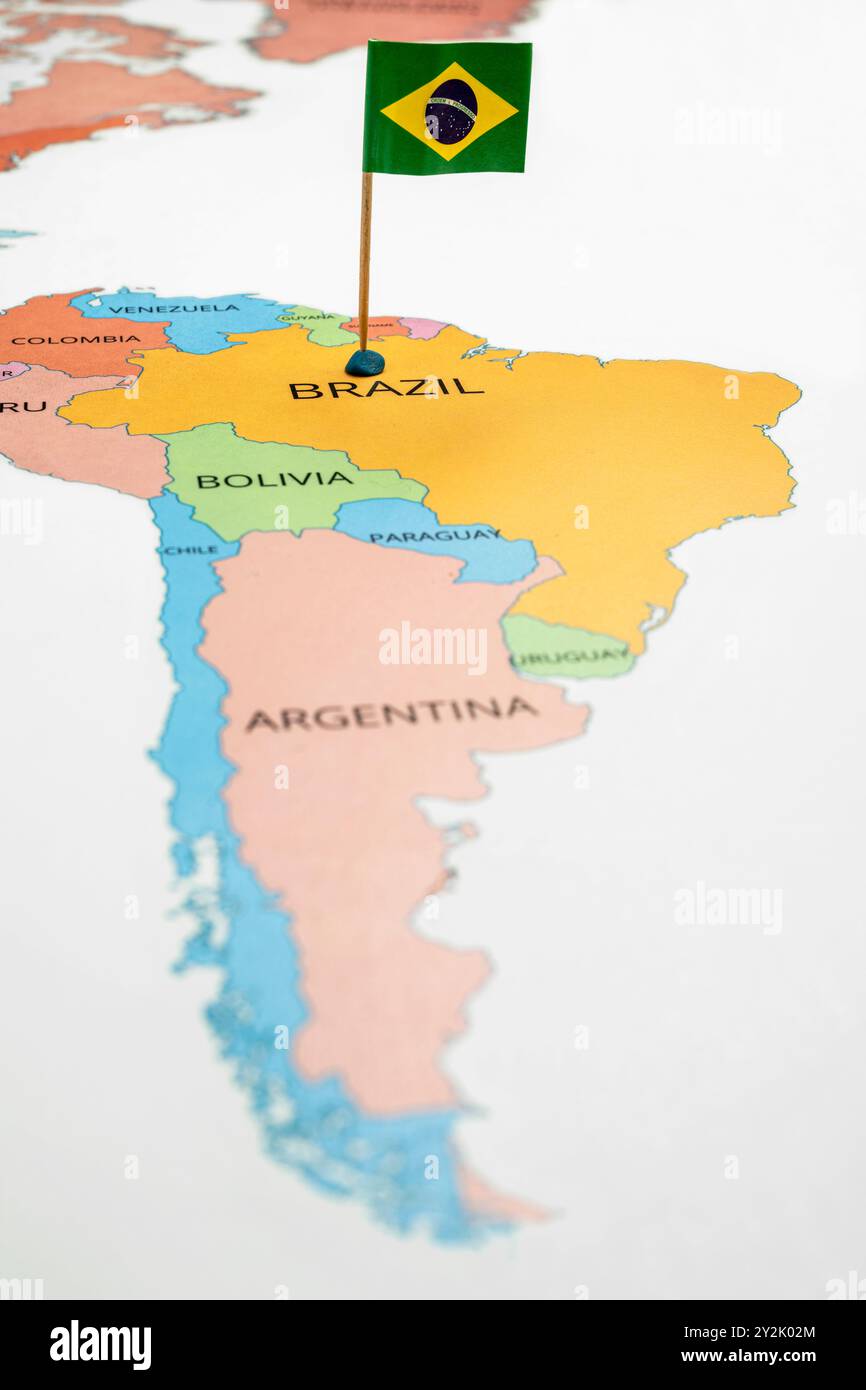 A map of Brazil with a Brazilian flag on it. The flag is green. Travel ...