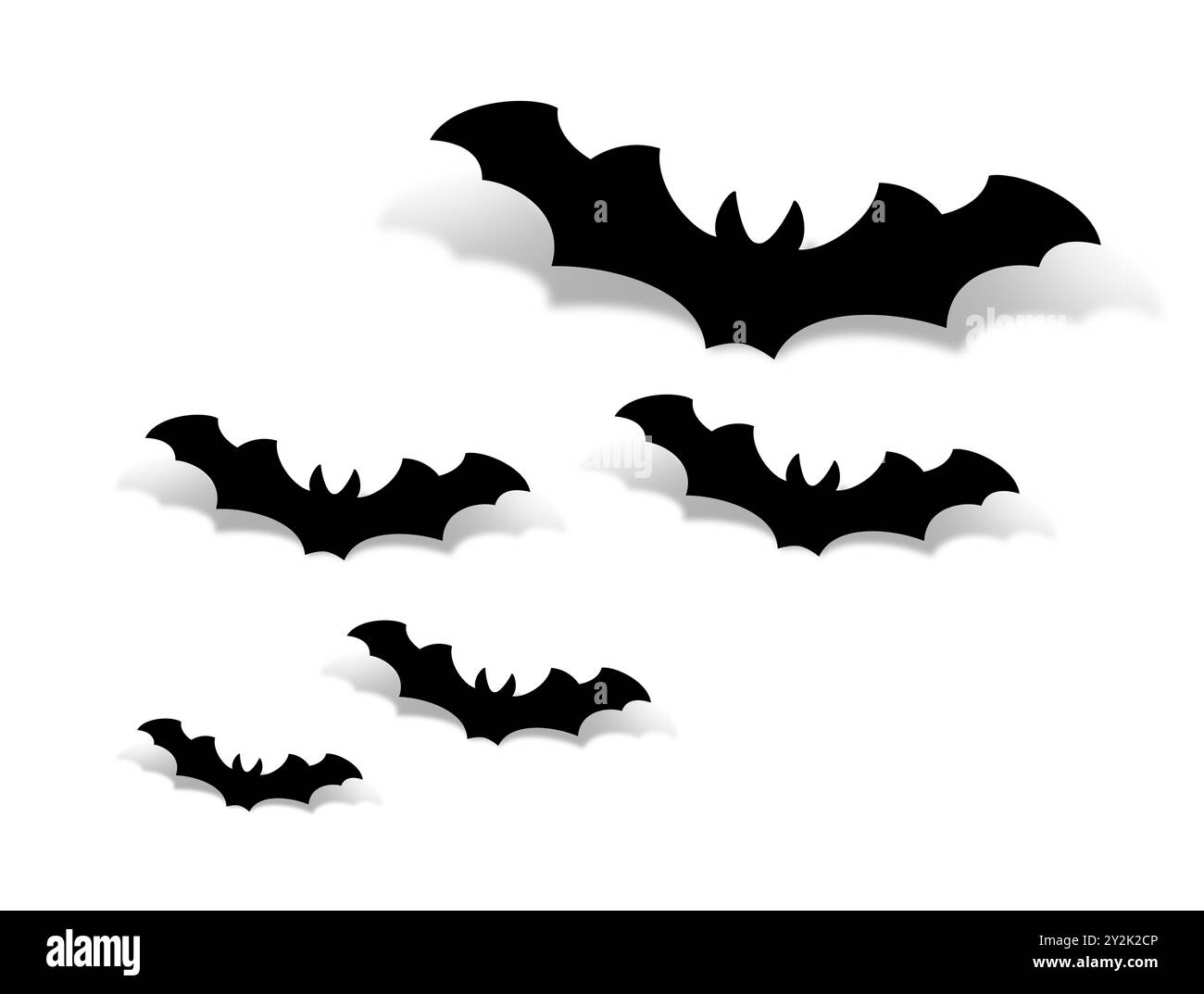 Black bats flying on white background. Halloween celebration Stock ...