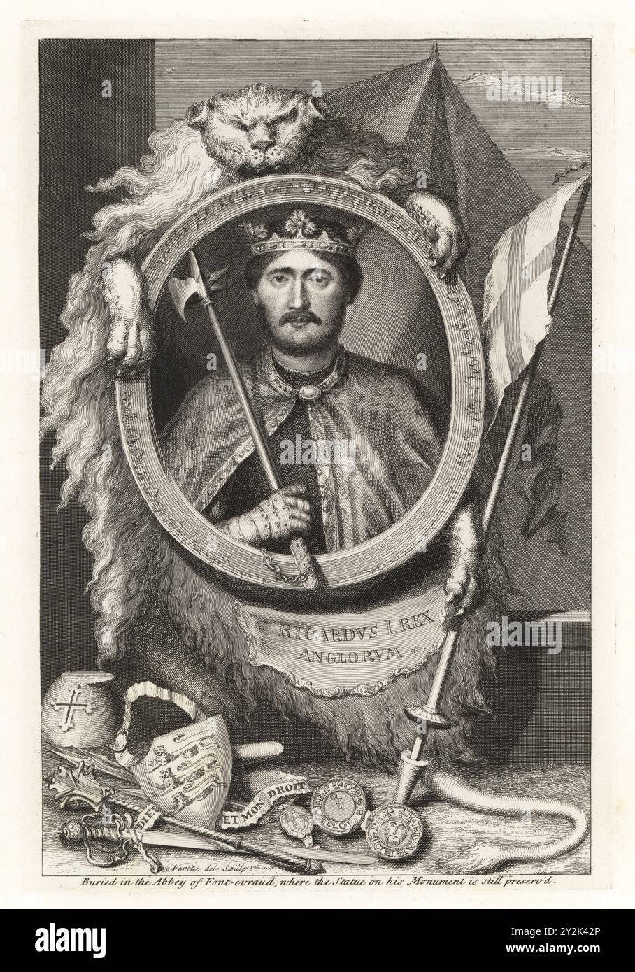 Richard I, Richard the Lionheart, King of England, 1157-1199. Oval bust ...