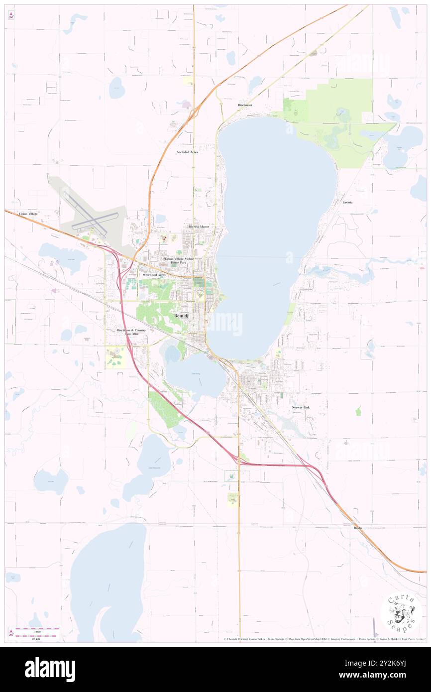 Map of bemidji minnesota Cut Out Stock Images & Pictures - Alamy