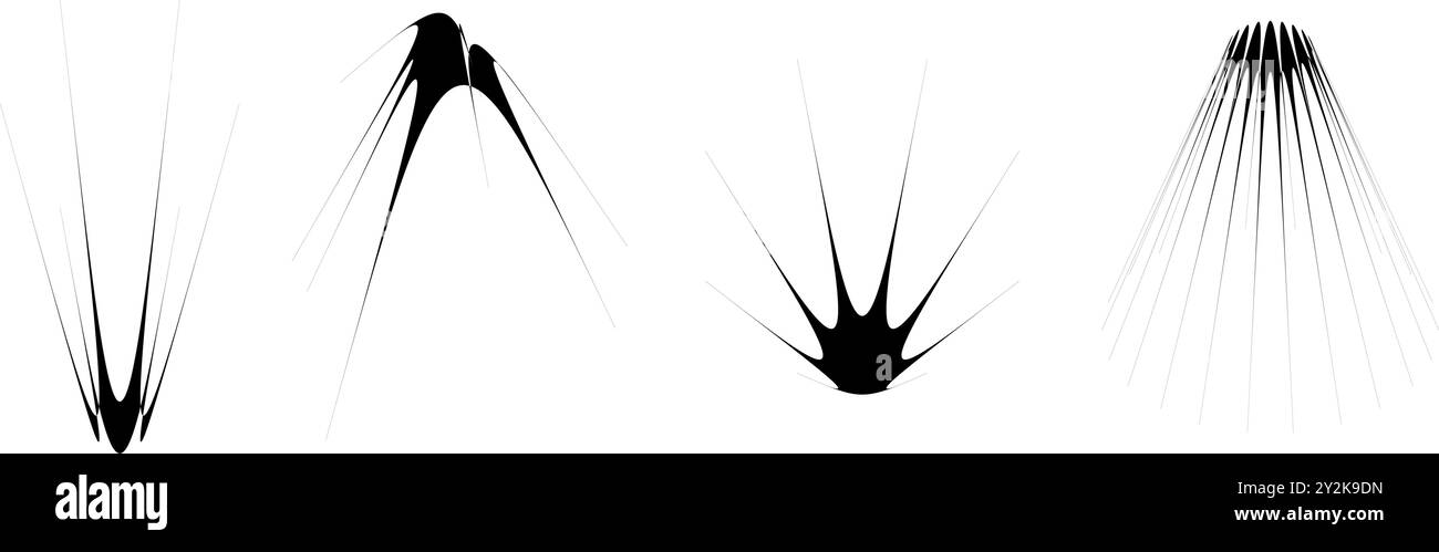 Black thin quirky thorn element set. Abstract sharp shapes and angular ...