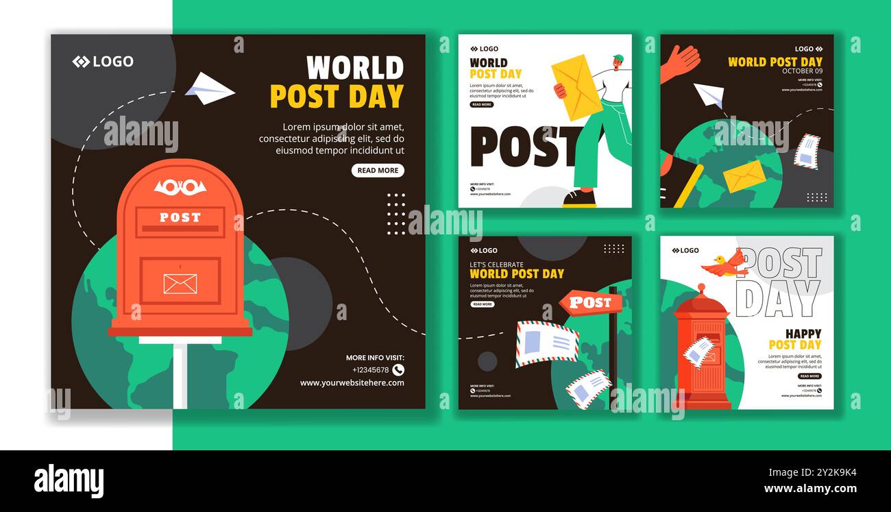 Post Day Social Media Post Flat Cartoon Hand Drawn Templates Background ...