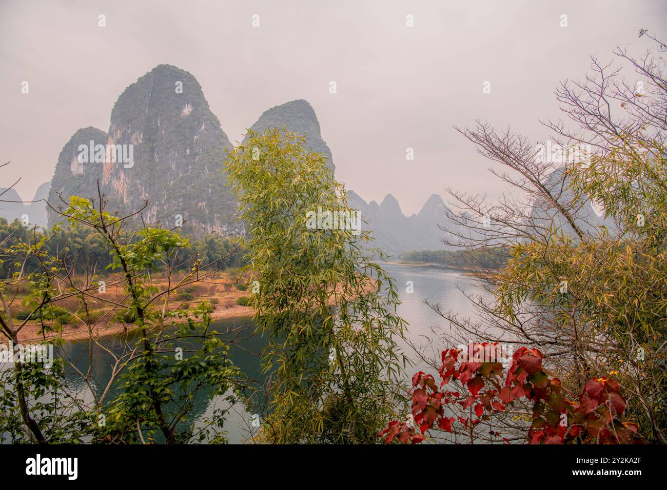 9 bends of the Li river scenic area in Xingping village, Guilin ...