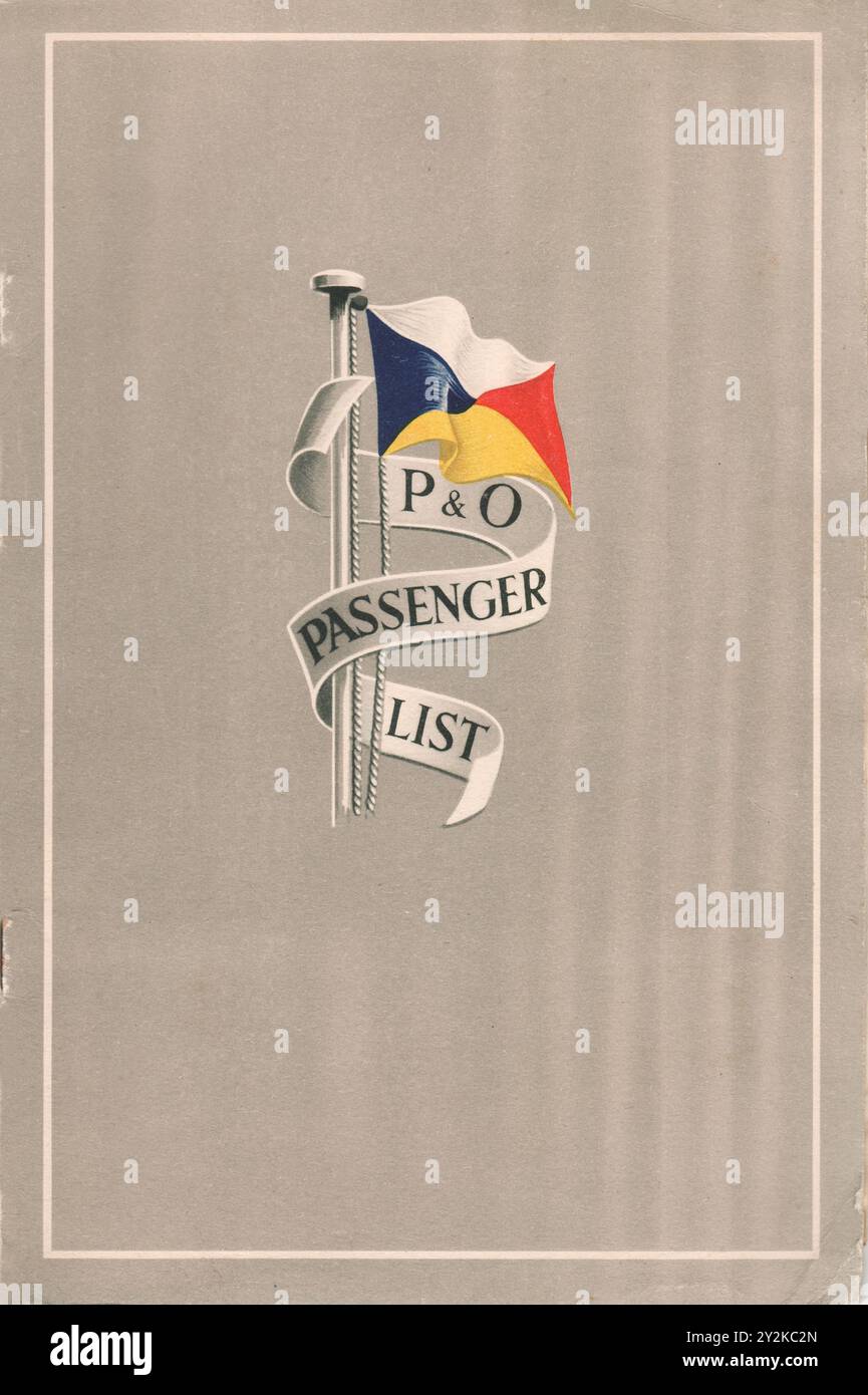 Front cover of the Passenger List by P&O R.M.S. "Canton", leaving ...