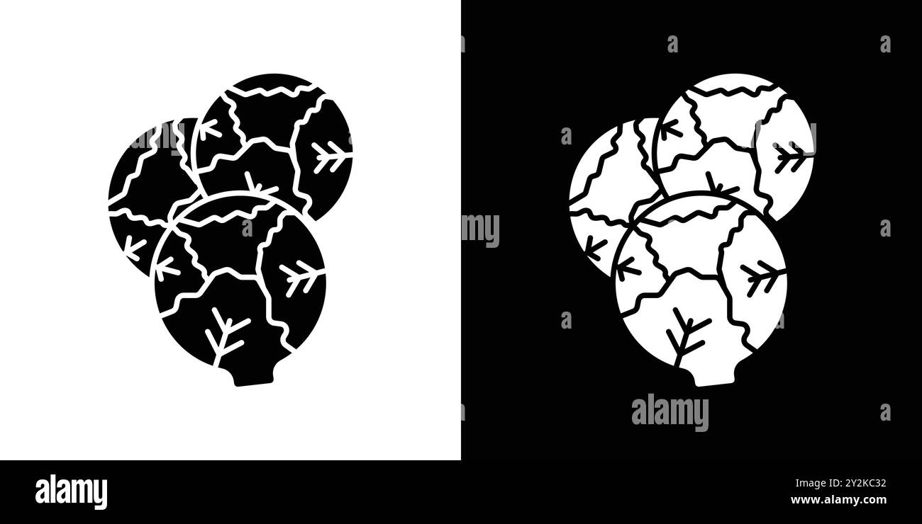 Brussels sprouts Cabbage icon linear logo mark set collection in black ...
