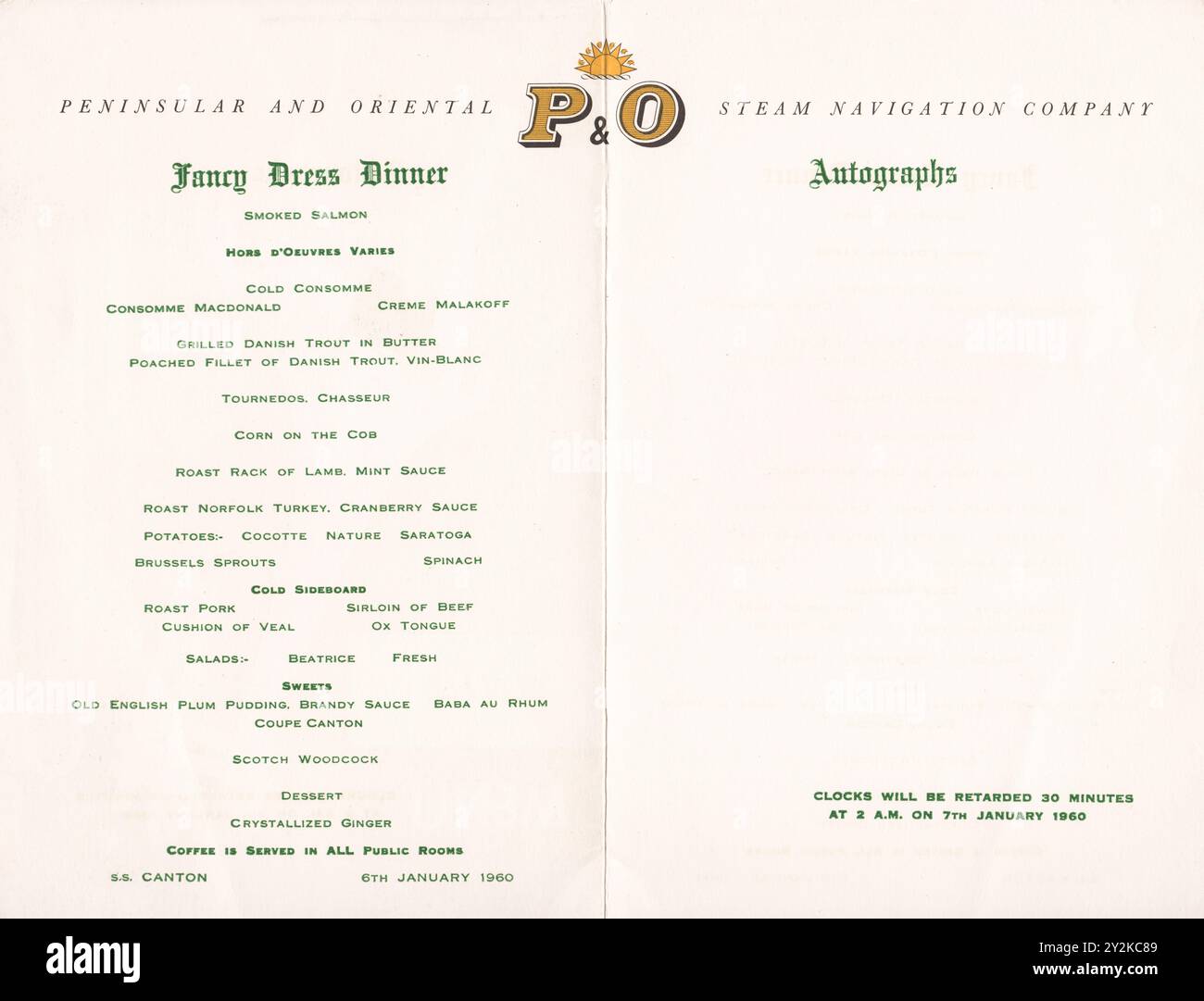 Vintage P&O Cruise Ocean Liner Steamship Fancy Dress Dinner Menu from ...