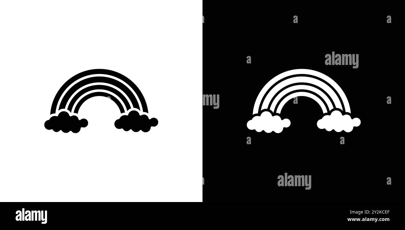 Cloud rainbow icon linear logo mark set collection in black and white ...