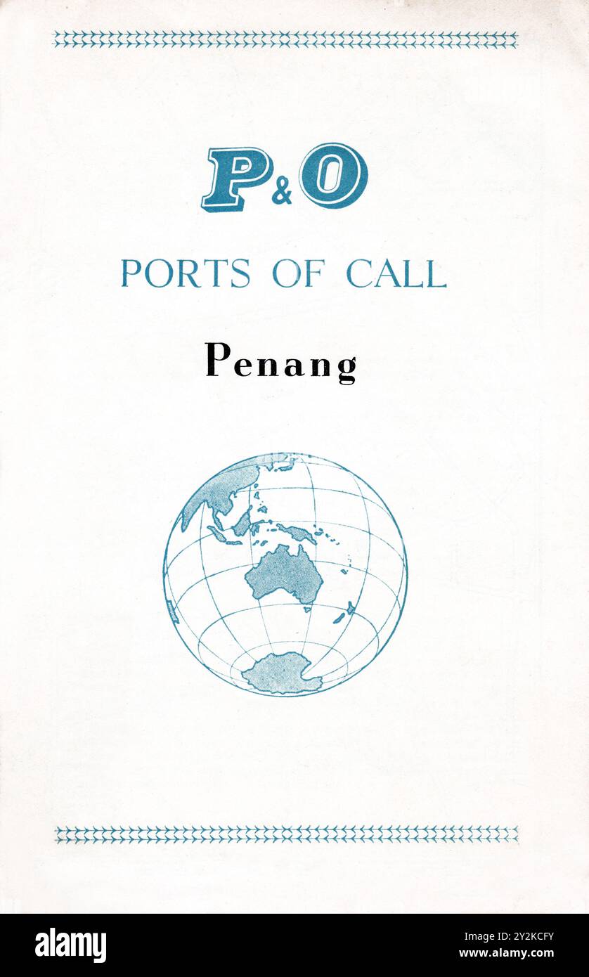Old P&O Ports of Call brochure for Penang from the 1950's Stock Photo ...