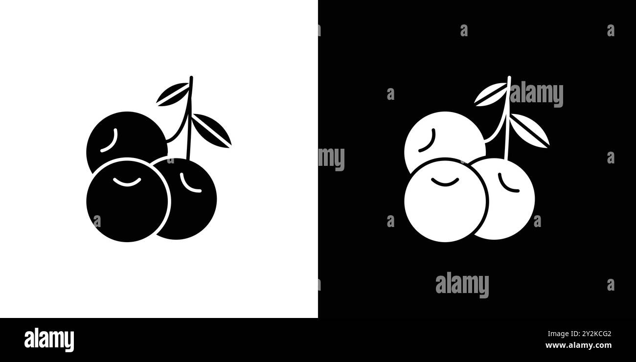 Cranberry icon linear logo mark set collection in black and white for ...