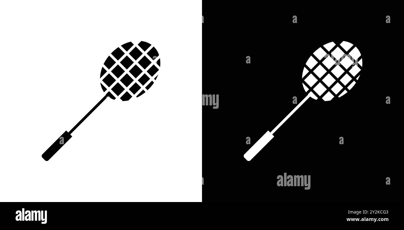Badminton racquet icon linear logo mark set collection in black and ...