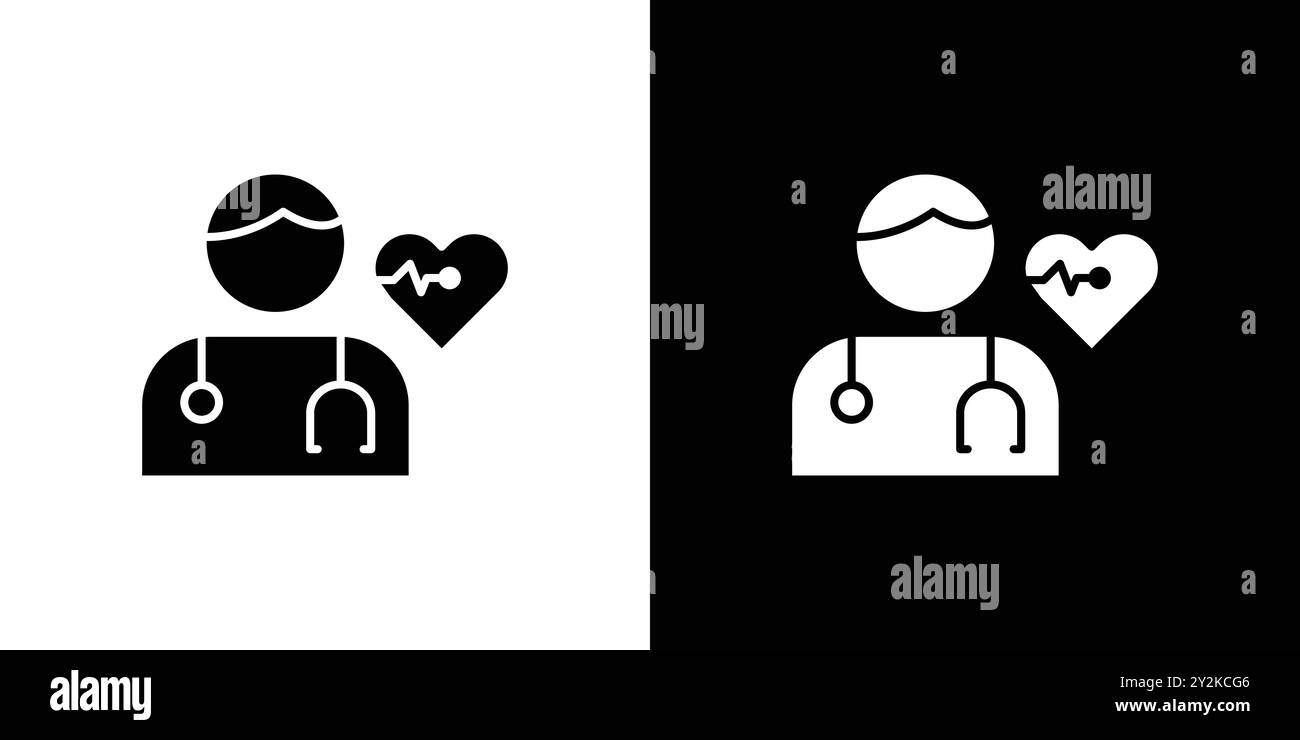 Cardiologist icon linear logo mark set collection in black and white for web Stock Vector Image ...