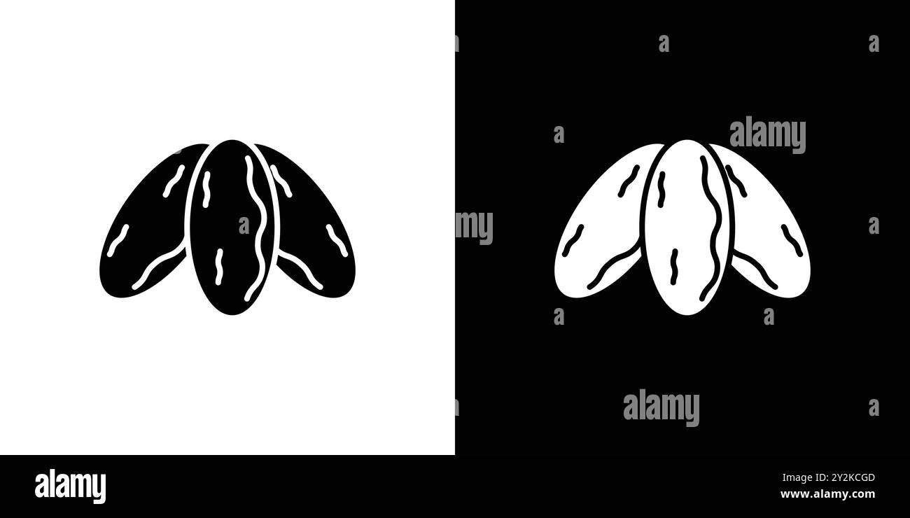 Arab date fruit icon linear logo mark set collection in black and white ...