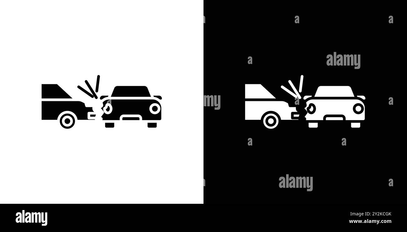 Car Side Crash Icon Linear Logo Mark Set Collection In Black And White For Web Stock Vector