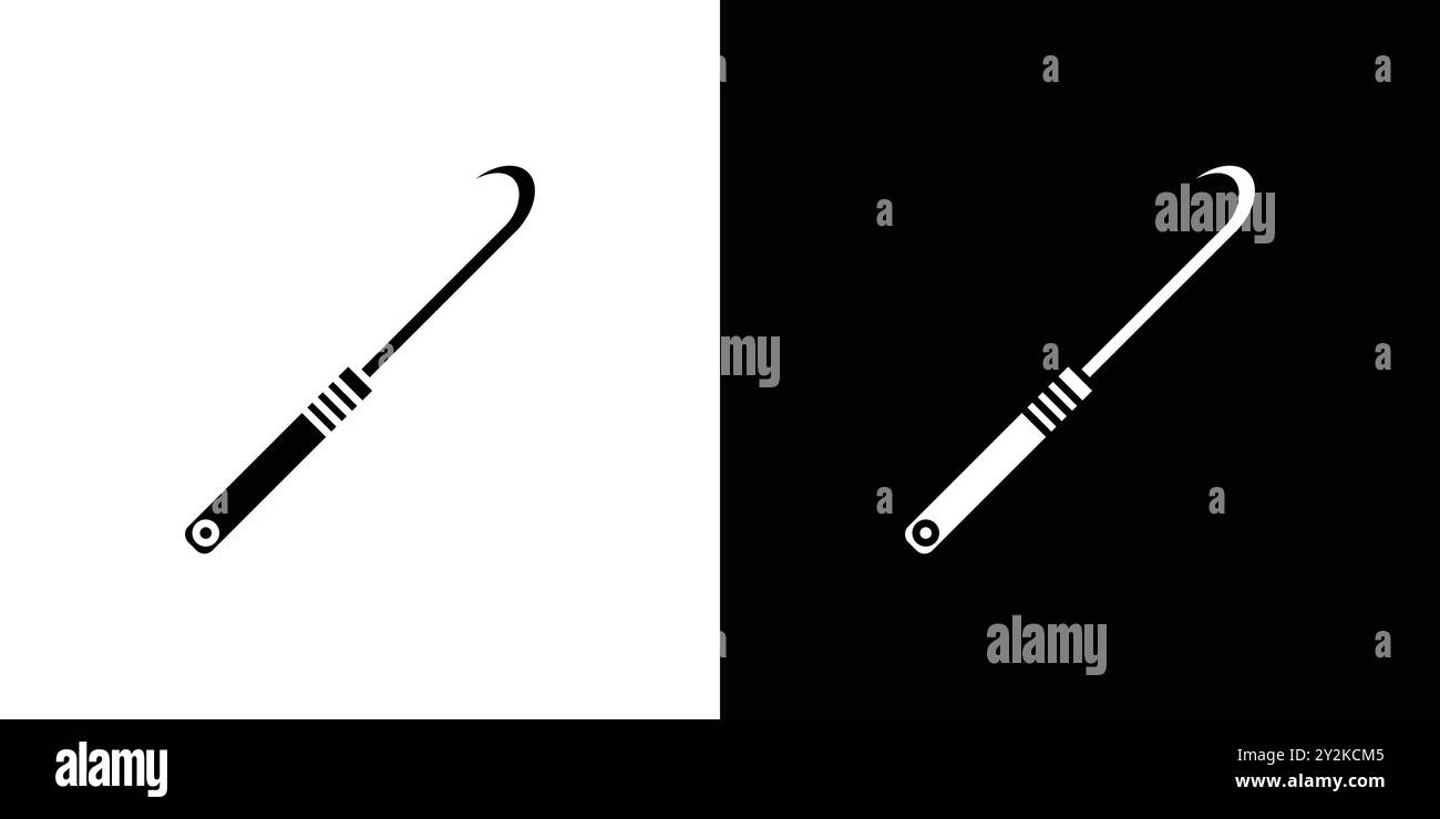 Crochet needle icon linear logo mark set collection in black and white ...