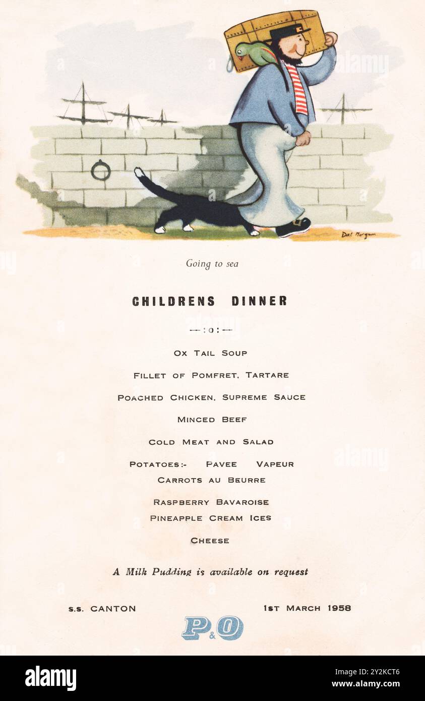 Vintage P&O Cruise Ocean Liner Steamship Children's Dinner Menu from ...