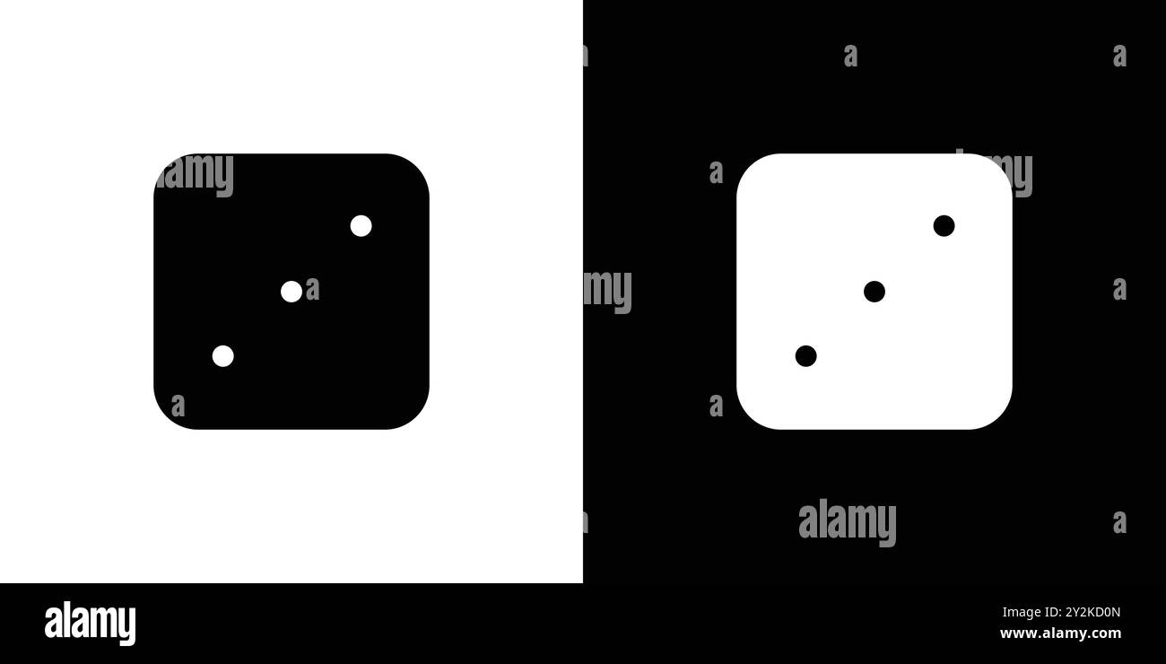 Dice three icon linear logo mark set collection in black and white for ...