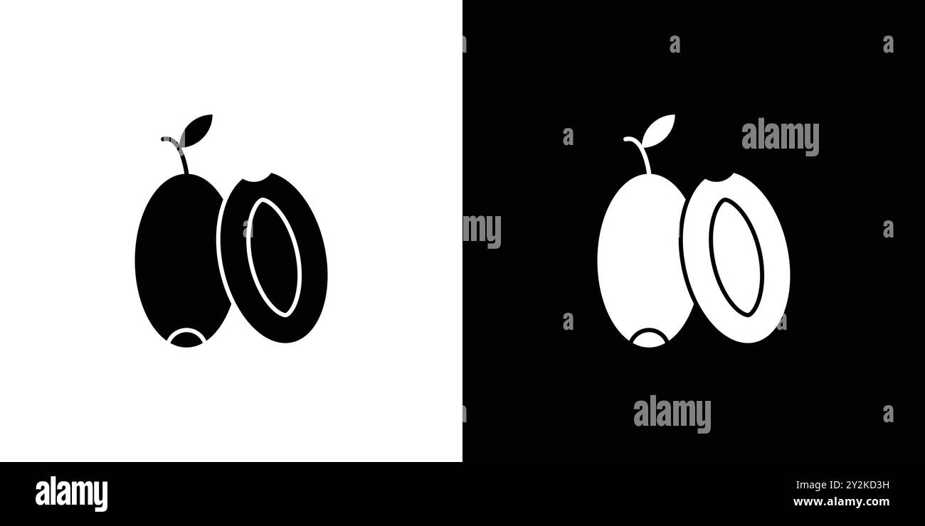 Jujube icon linear logo mark set collection in black and white for web ...