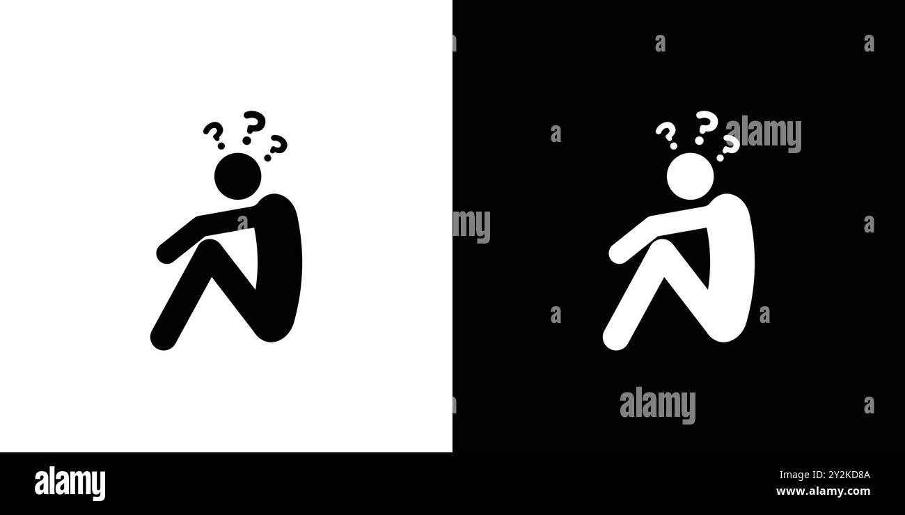 Depression icon linear logo mark set collection in black and white for ...