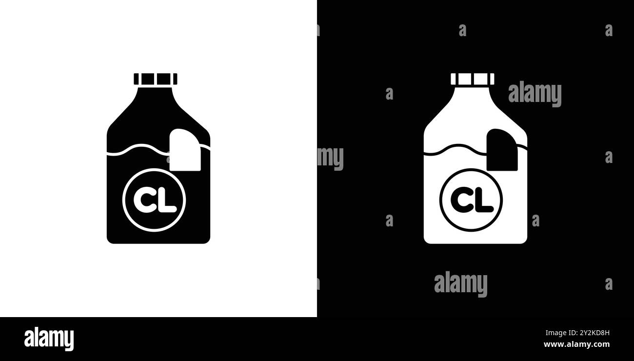 liquid Chlorine chemical icon linear logo mark set collection in black ...