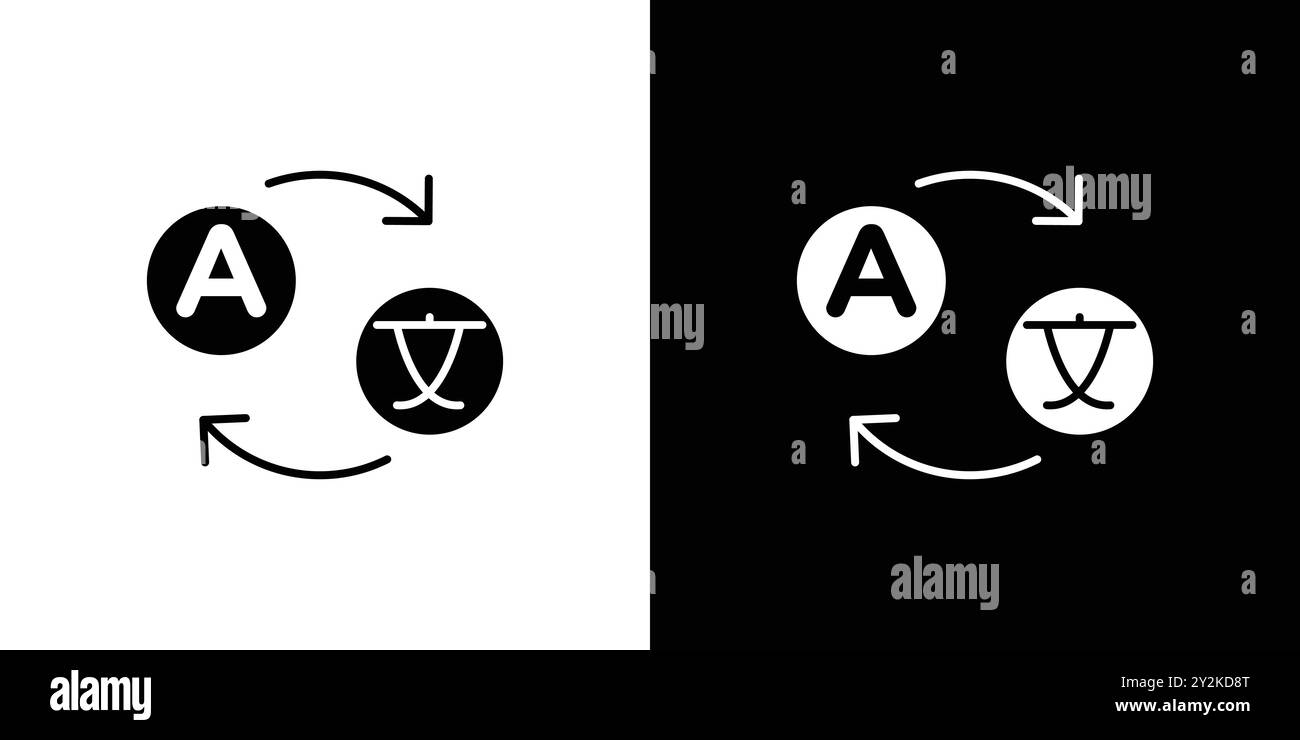 Language translation icon linear logo mark set collection in black and ...