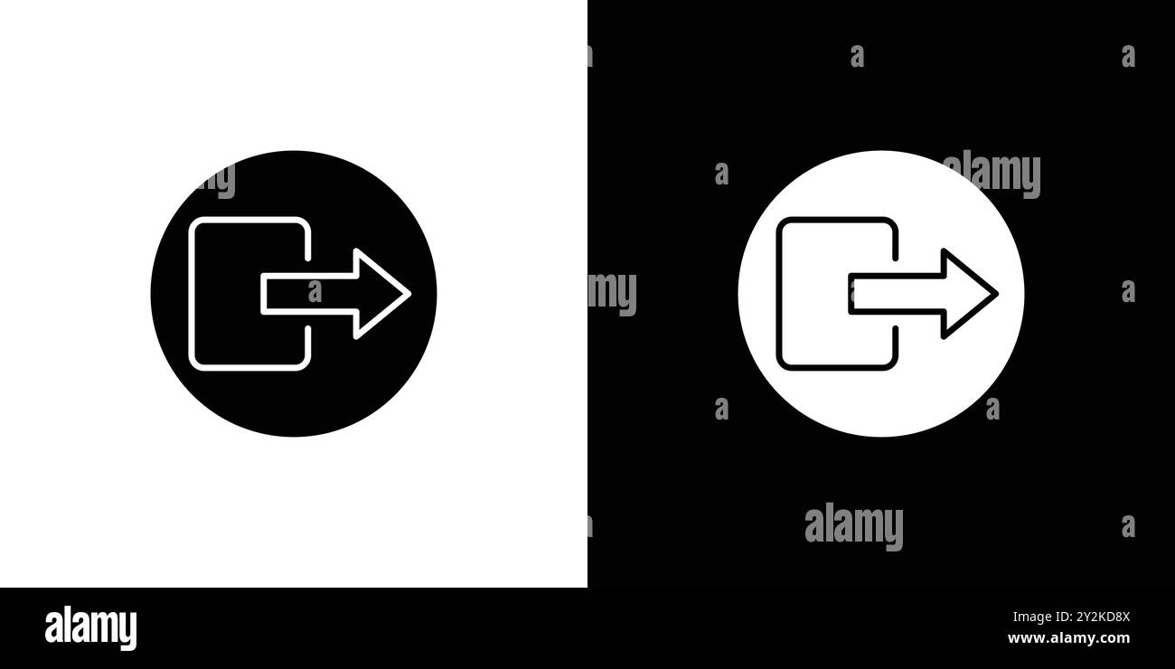 Logout icon linear logo mark set collection in black and white for web ...