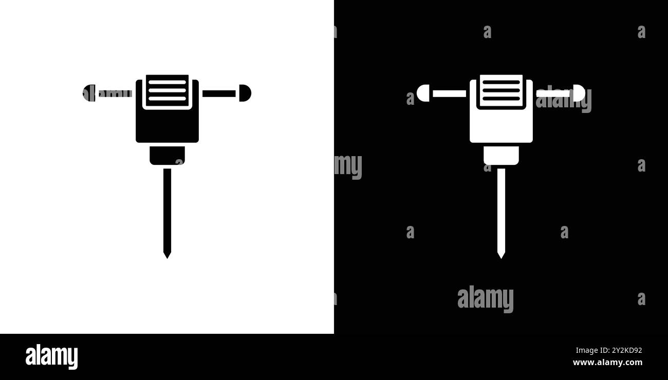jack hammer icon linear logo mark set collection in black and white for ...
