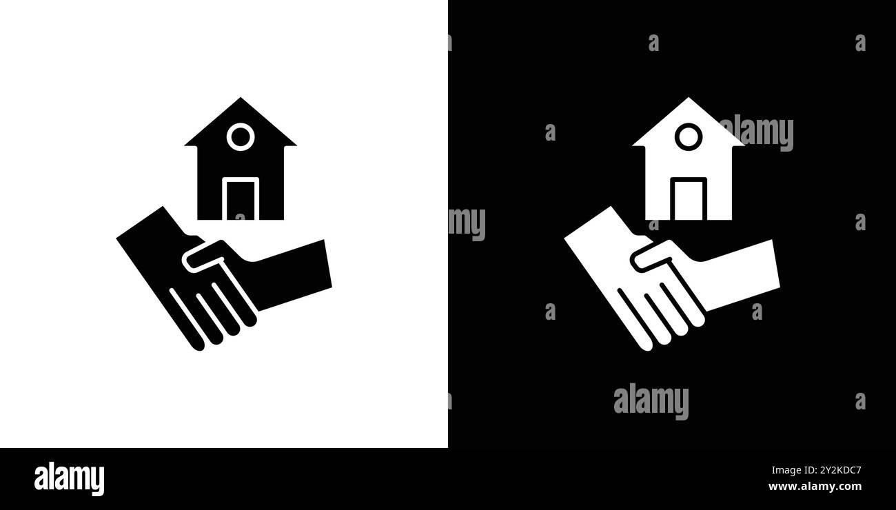hands home deal icon linear logo mark set collection in black and white ...