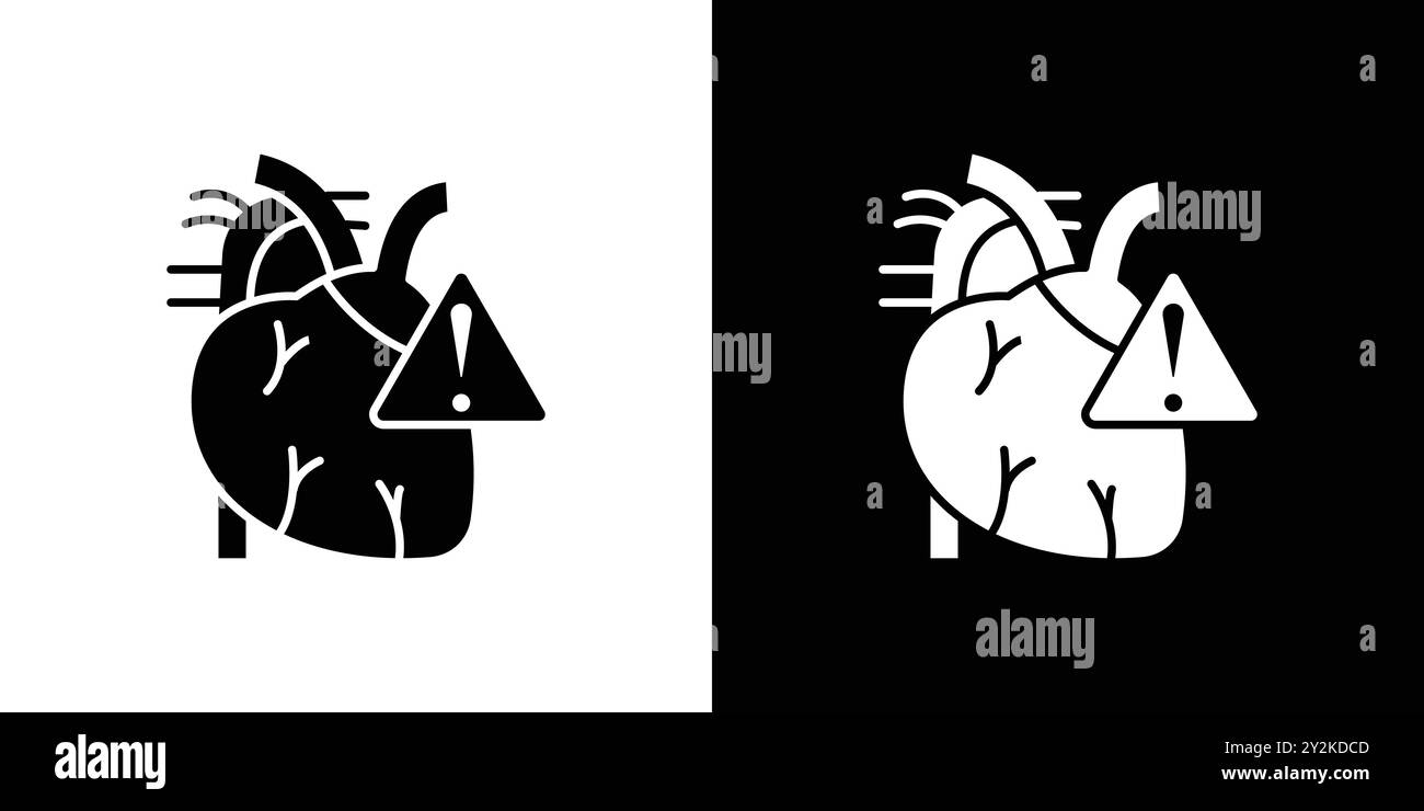 Heart risk icon linear logo mark set collection in black and white for ...