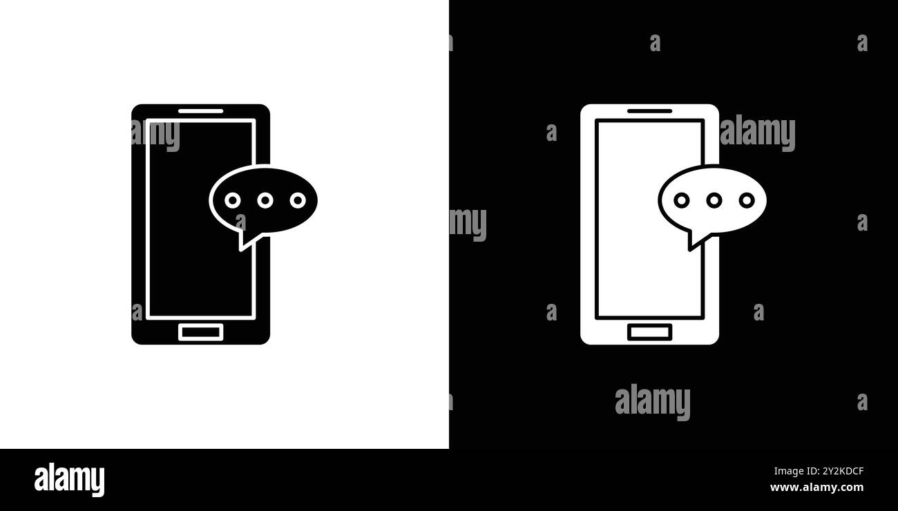 Message phone icon linear logo mark set collection in black and white ...