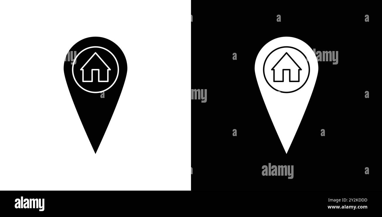 Home Address icon linear logo mark set collection in black and white ...