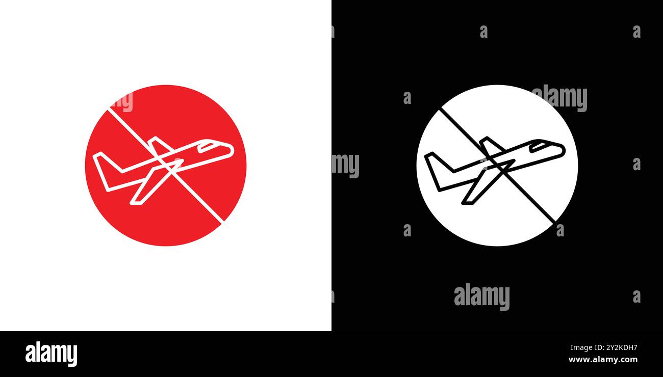 no flight or fly zone icon linear logo mark set collection in black and ...
