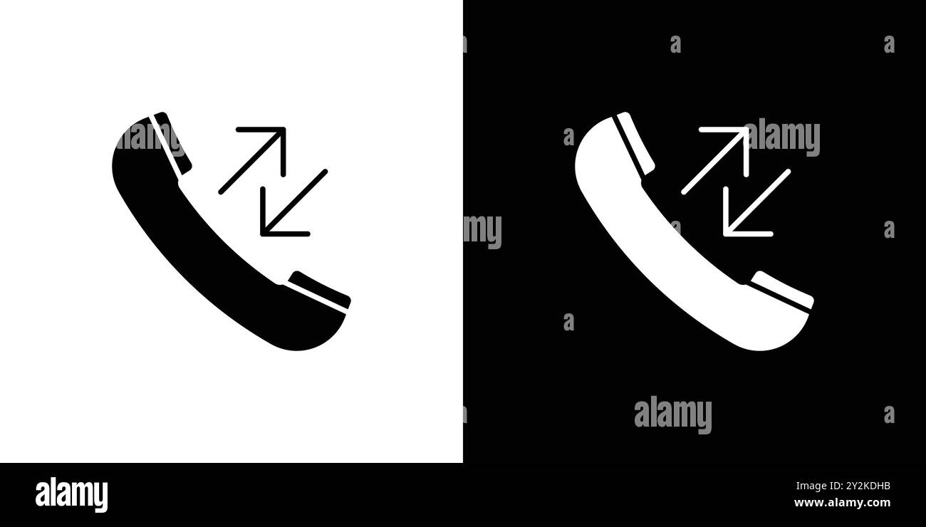 incoming outgoing calls icon linear logo mark set collection in black ...